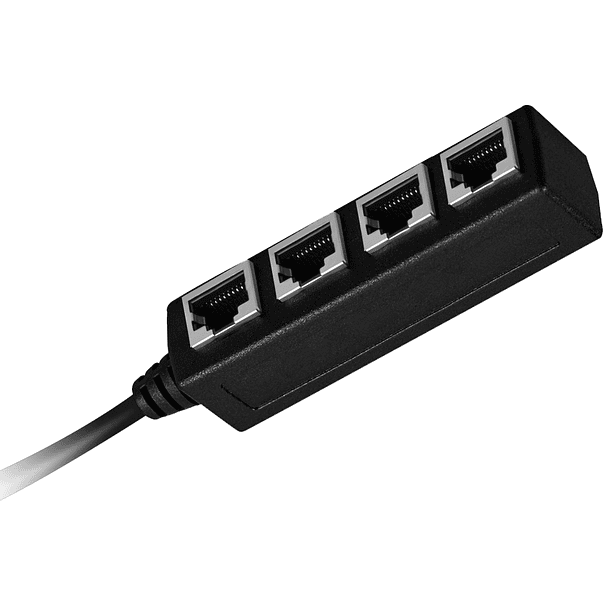 Distribuidor / Switch RJ45 Macho - 4x RJ45 Fêmea