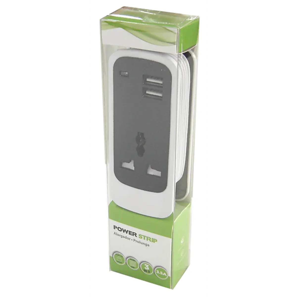 Tomada c/ 2 Saídas USB + Adaptador Ficha Inglesa (1,5 mts)