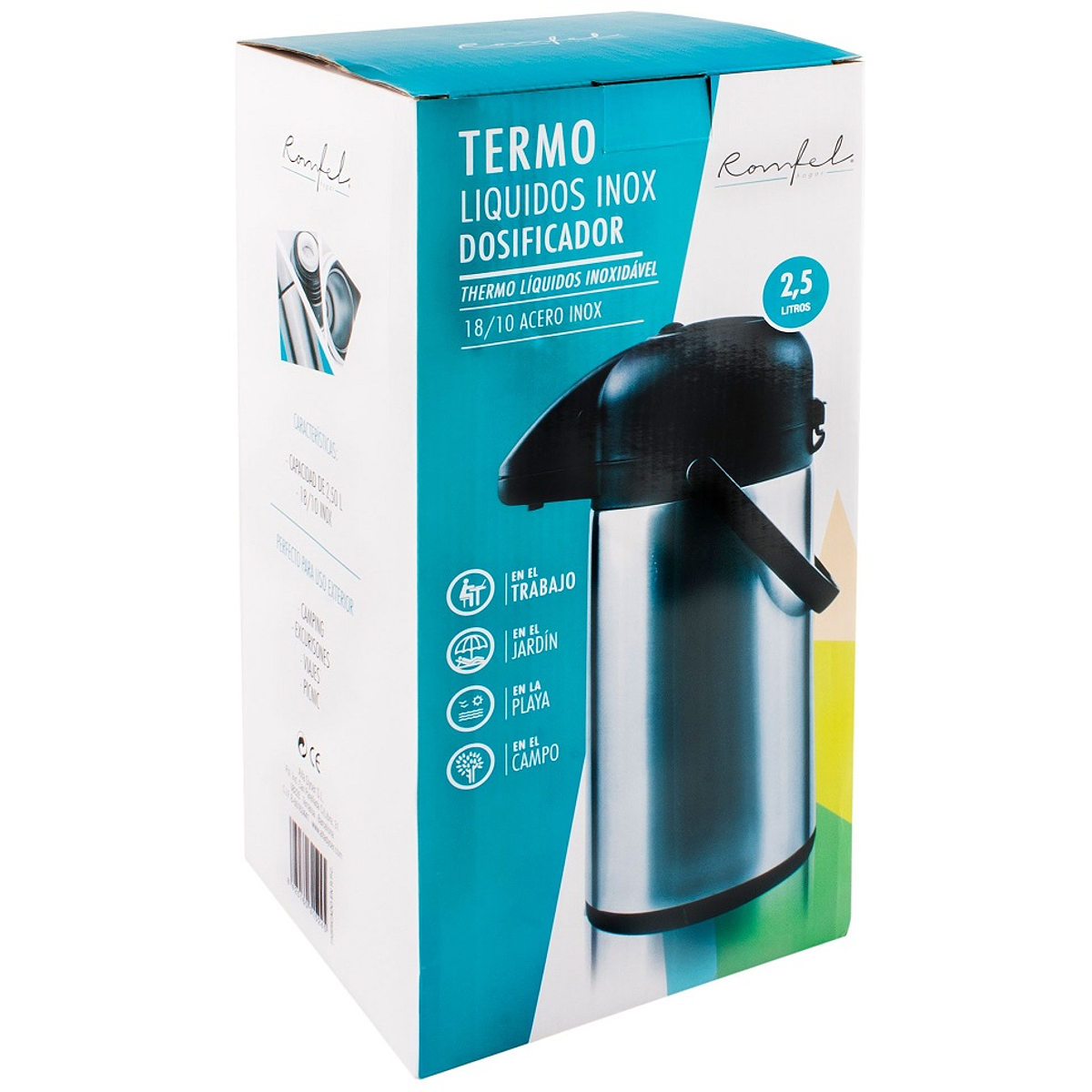 Termo Inox c/ Dispensador (2,5L) - ROMFEL