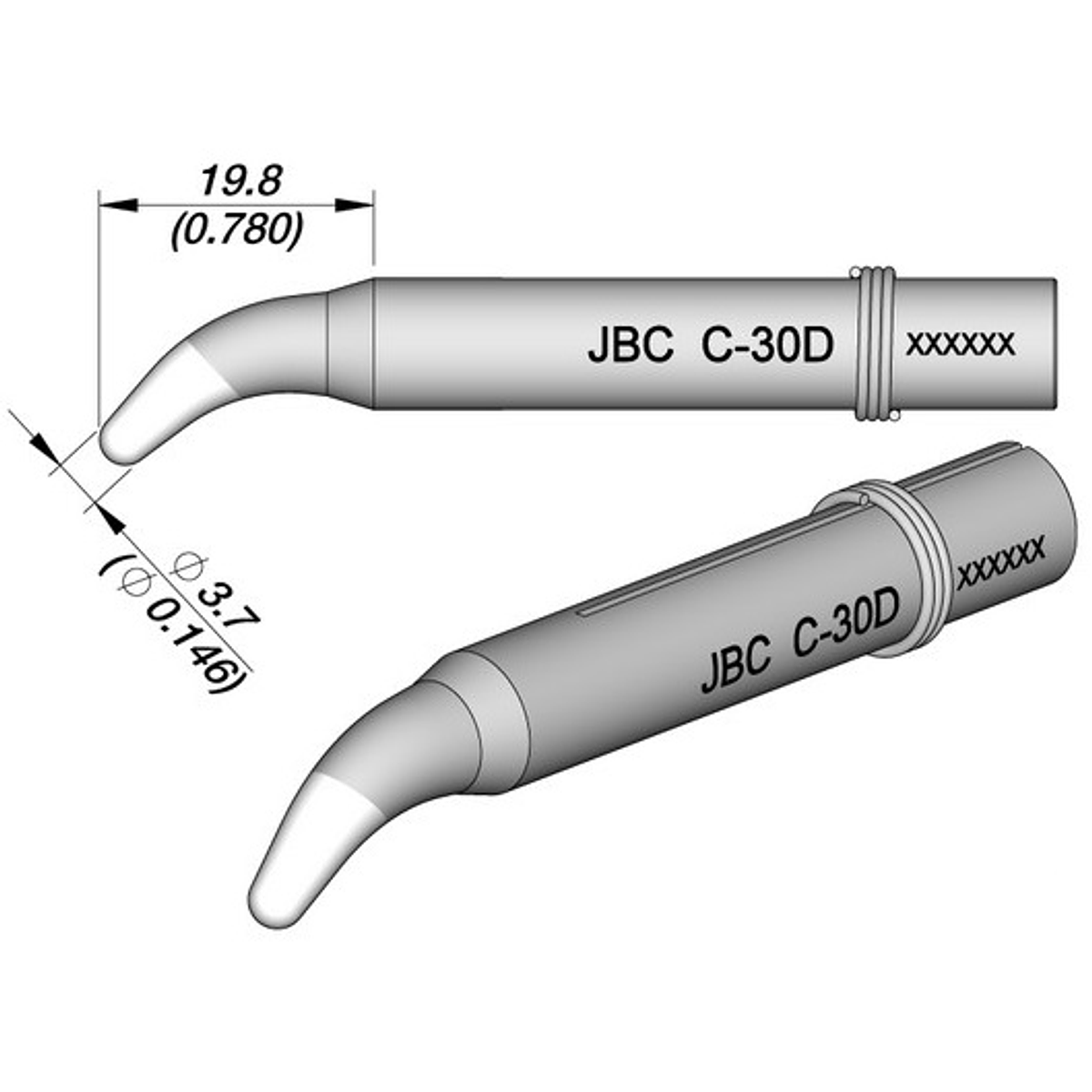 Ponta Curva Longa Duração 3,7mm p/ Ferro Soldar JBC
