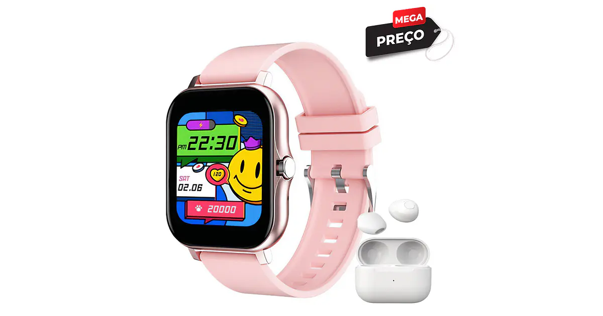 Smartwatch Simsonlab H13 Mini Rosa - Relógio Inteligente