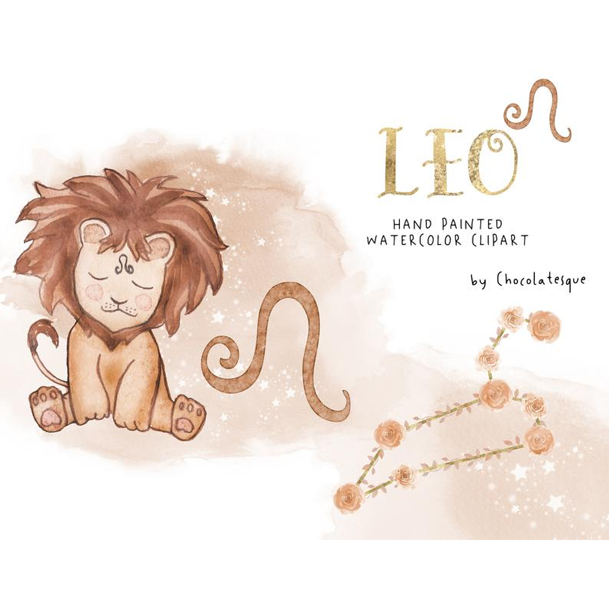 Kit Digital Signos Aquarela Arquivos em Png | Studio Booby