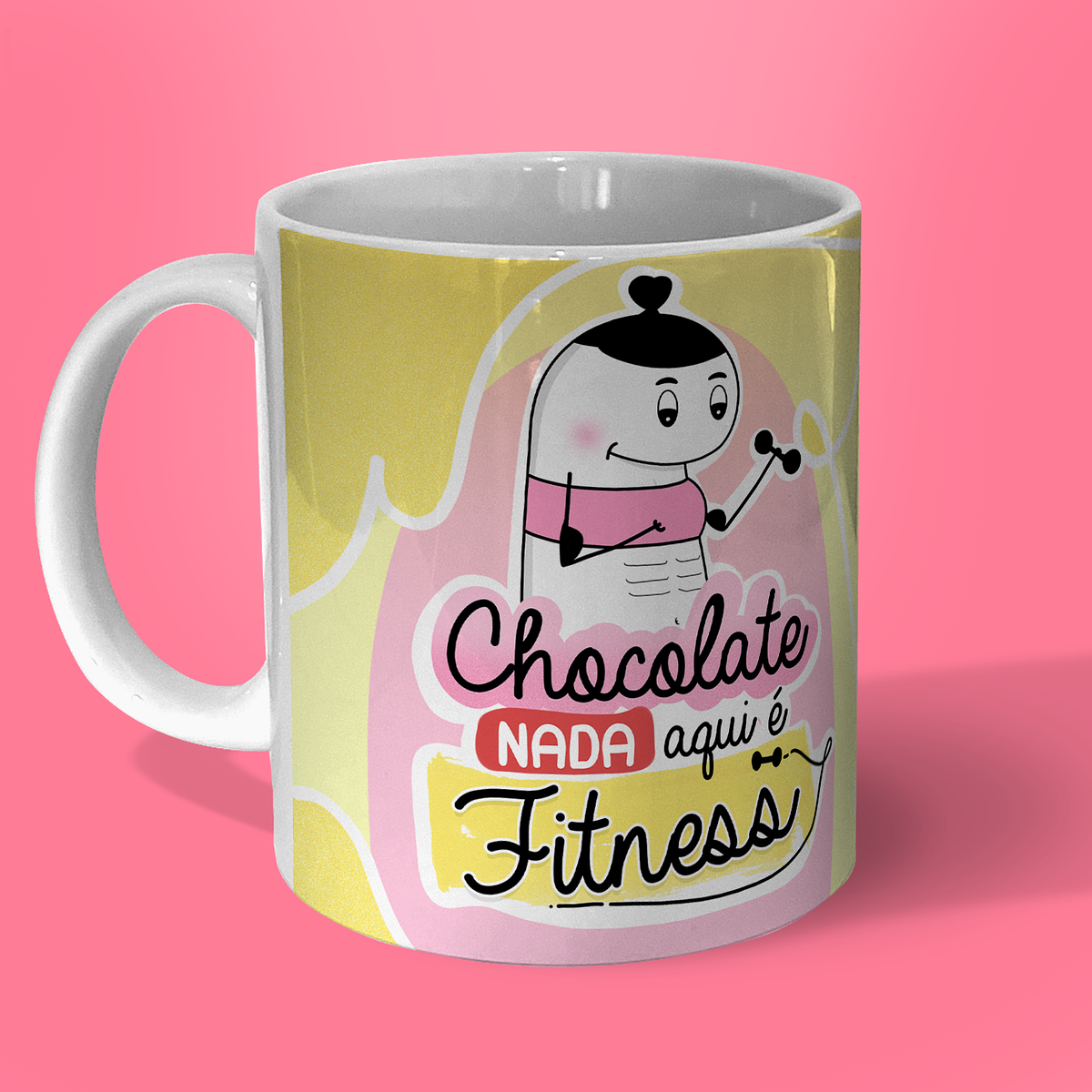 Arte Caneca Chocolate Nada Aqui é Fitness Arquivo Png | Studio Booby