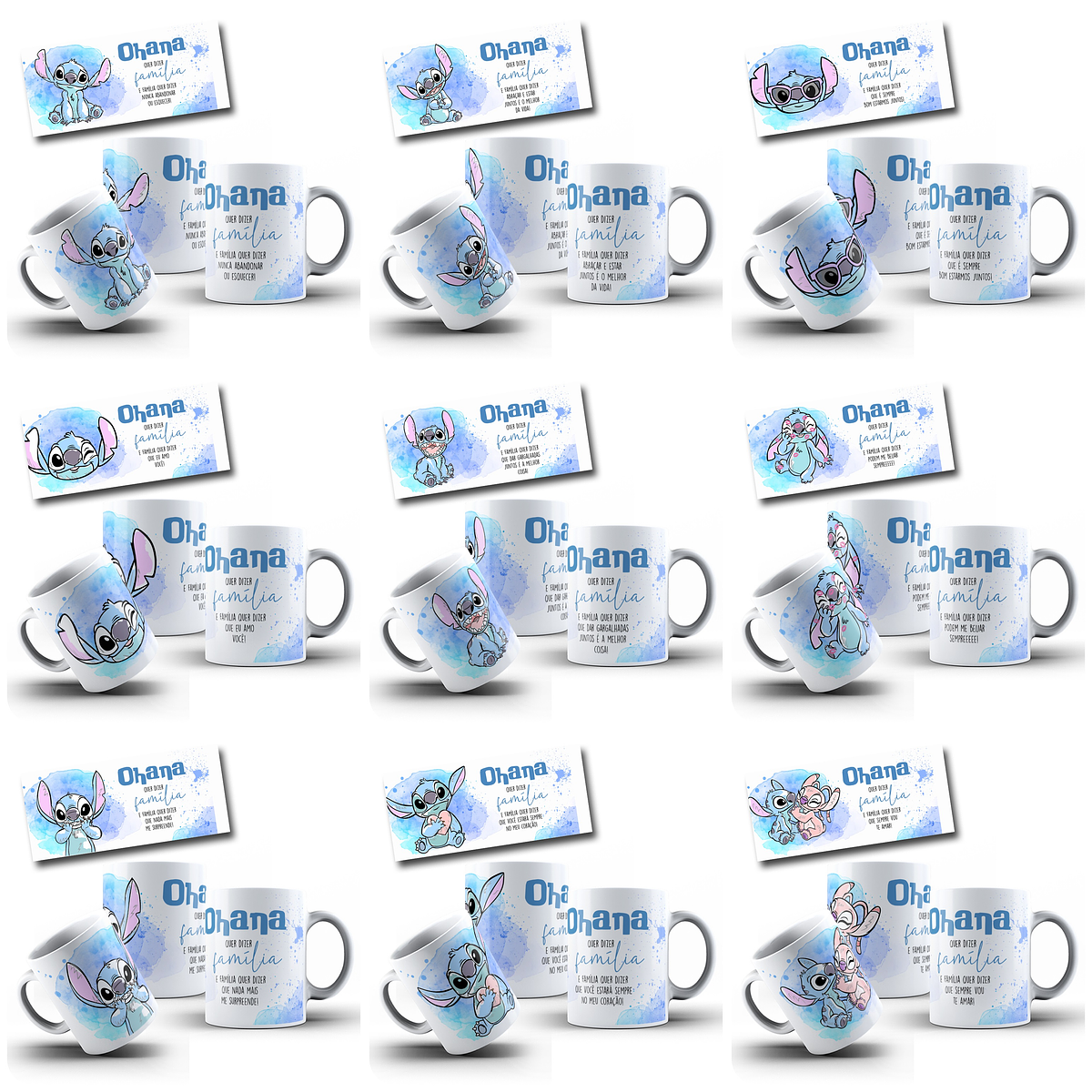 17 Artes para Caneca Stitch Familia Ohana Arquivo em Jpg | Studio Booby