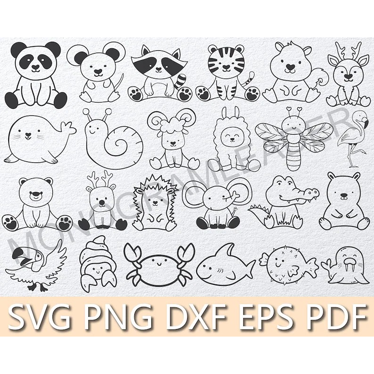 Kit Digital Contorno Animais Png | Studio Booby