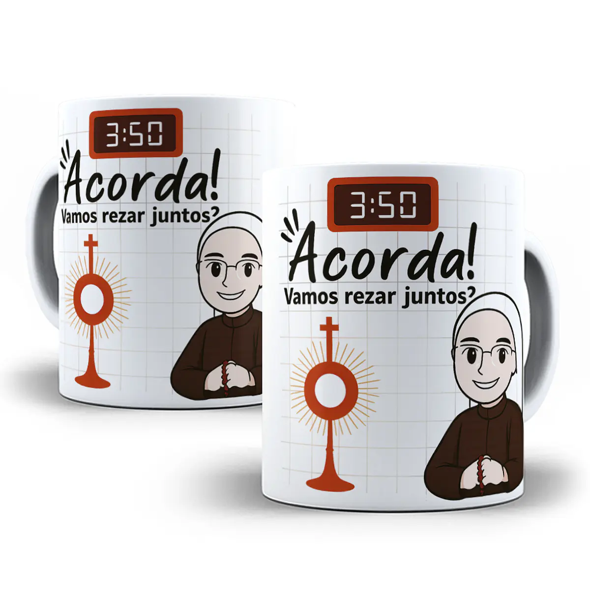 Arte para Caneca Acorda! vamos rezar juntos? Arquivo em Png | Studio Booby