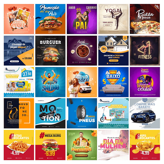 900 Artes Mídias Sociais Templates Editáveis Photoshop