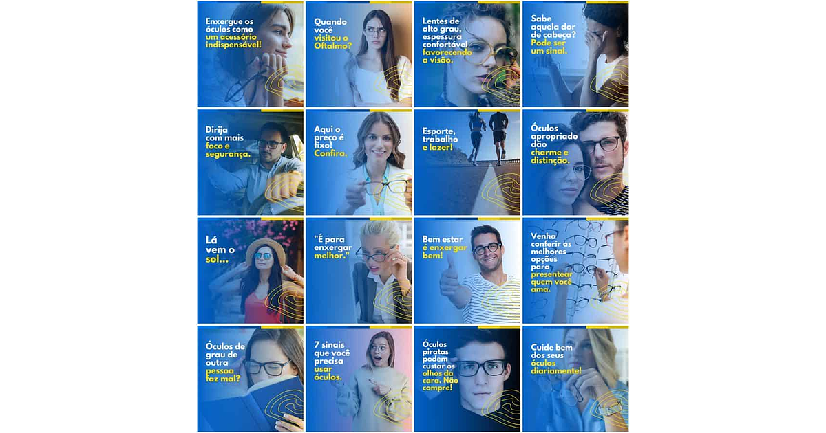 Pack Canva Óticas Oftalmologia Templates Editáveis 200 Ar...