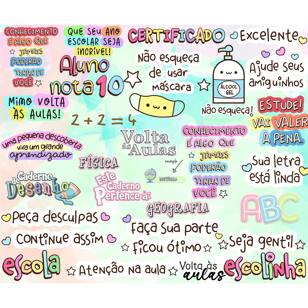 Kit Digital Lettering Frases Volta às Aulas Arquivos sem ...