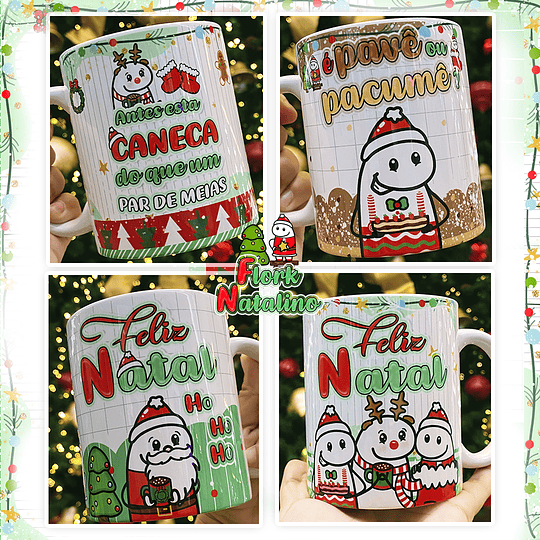 Artes Caneca Flork Natal Memes Bento em Png