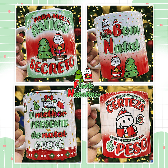 Artes Caneca Flork Natal Memes Bento em Png