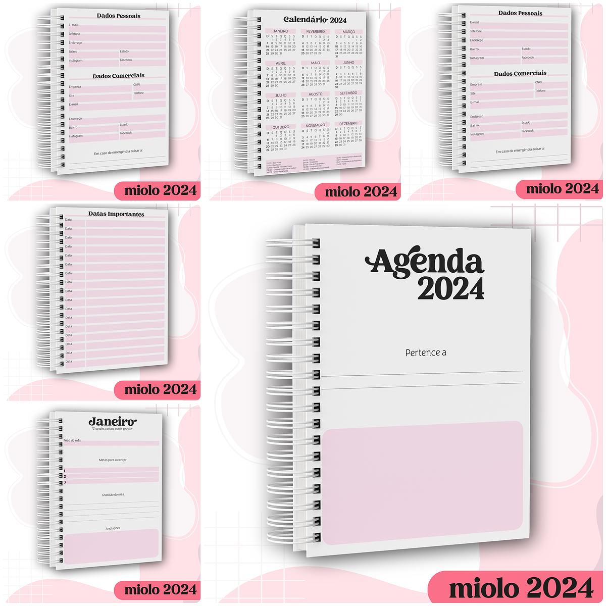 Arquivo Agenda Miolo Permanente e Datado 2024 em Pdf