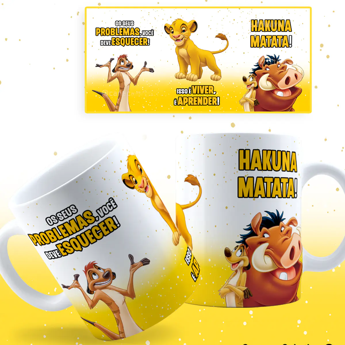 6 Artes Caneca Rei Leão Timão e Pumba Arquivos Png