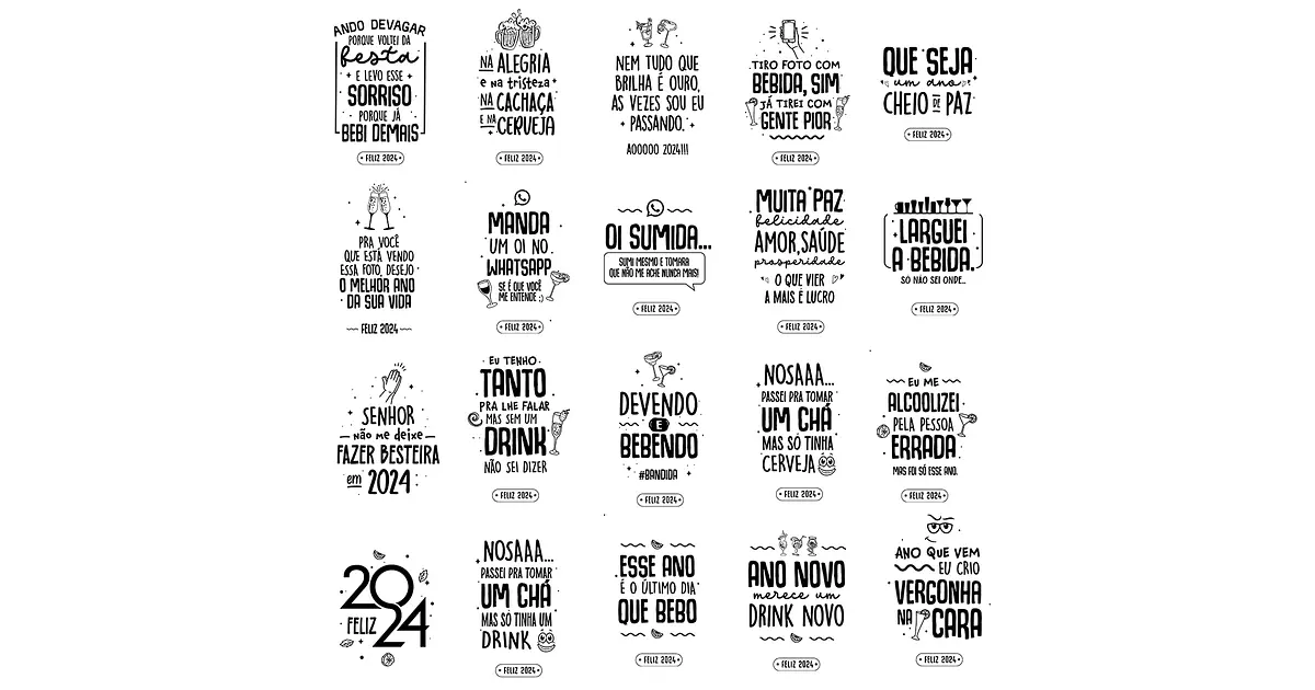 Pack Beer Reveillon Frases 2024 em Png