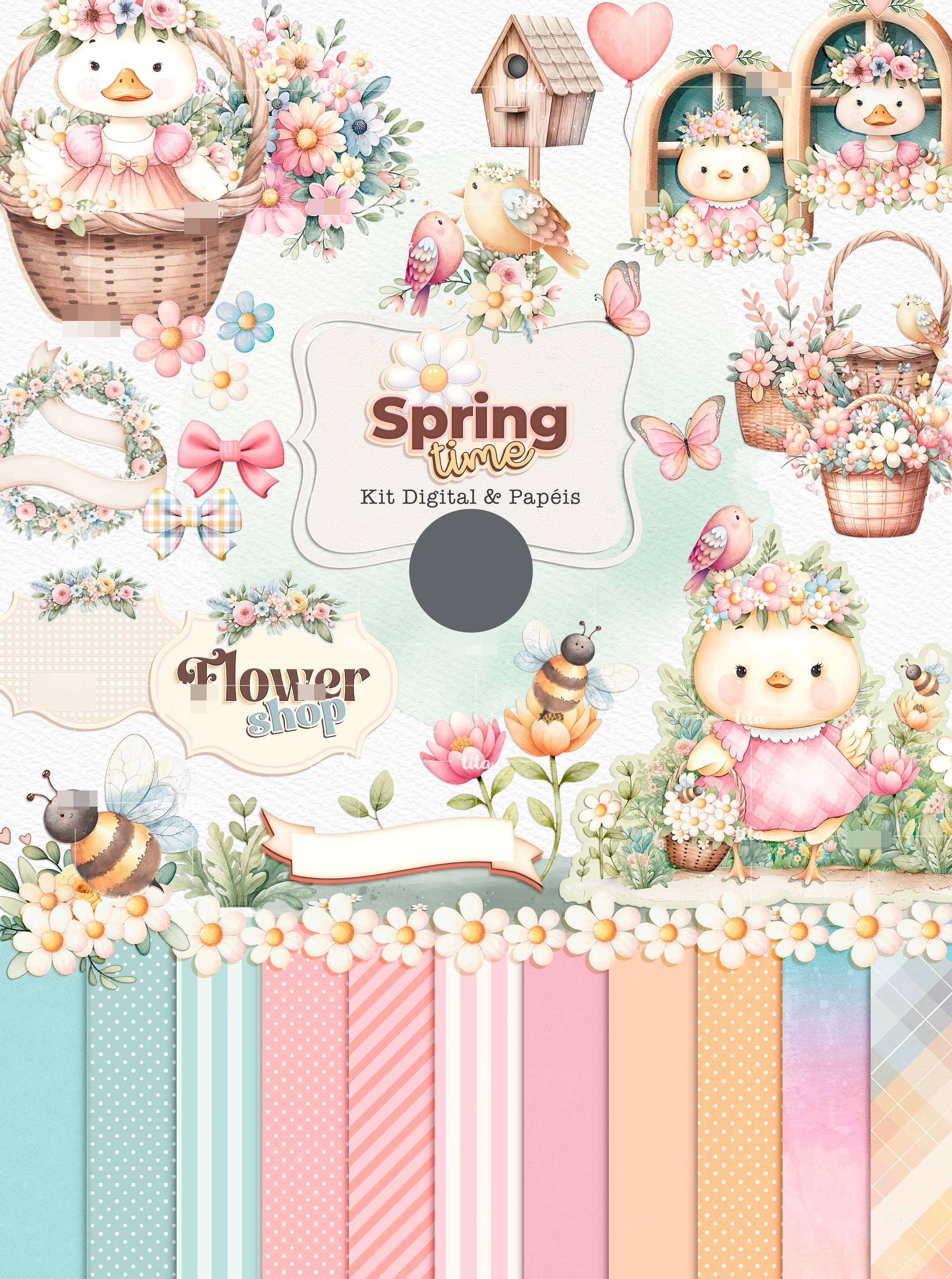 Kit Digital Primaveira Spring Time em Png