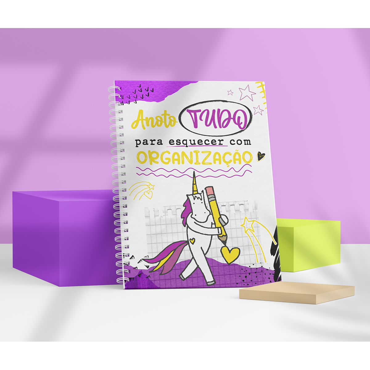 Arte para Capa para Caderno Flork e Unicornio Sublimação