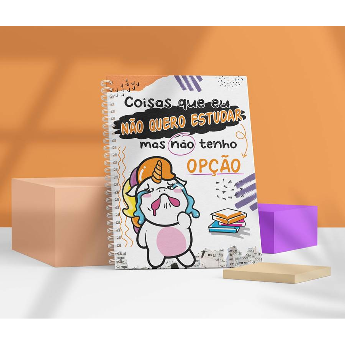 Arte para Capa para Caderno Flork e Unicornio Sublimação