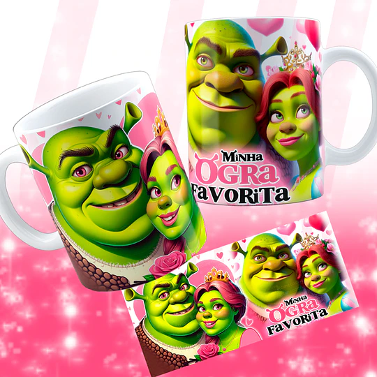 12 Artes para Caneca Dia dos Namorados Shuerk e Fiona
