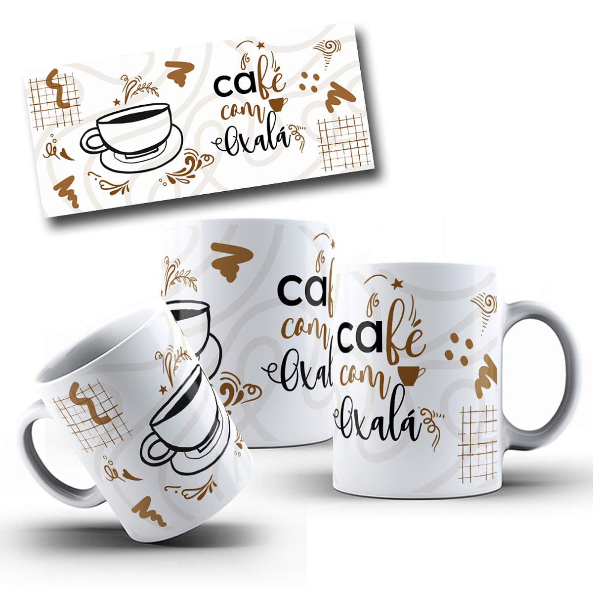 6 Artes para Caneca Café com Oxalá Arquivo em Jpg
