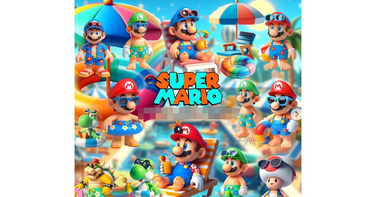 Kit Digital Super Mario Pool Party 3d em Png