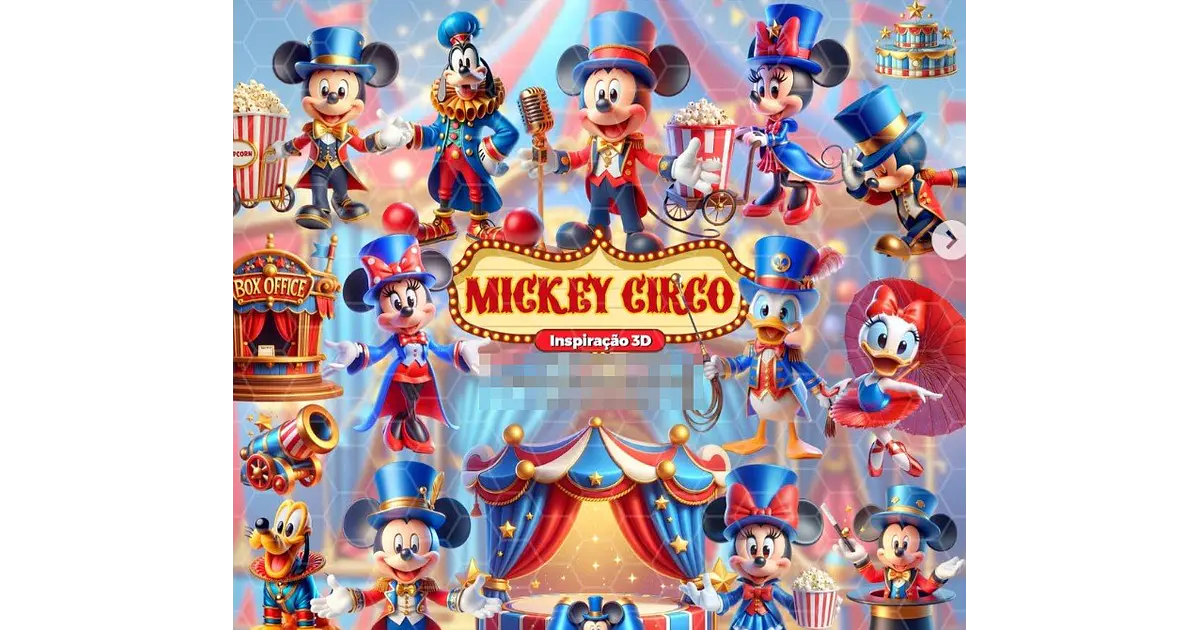 Kit Digital Circo do Mickey em Png