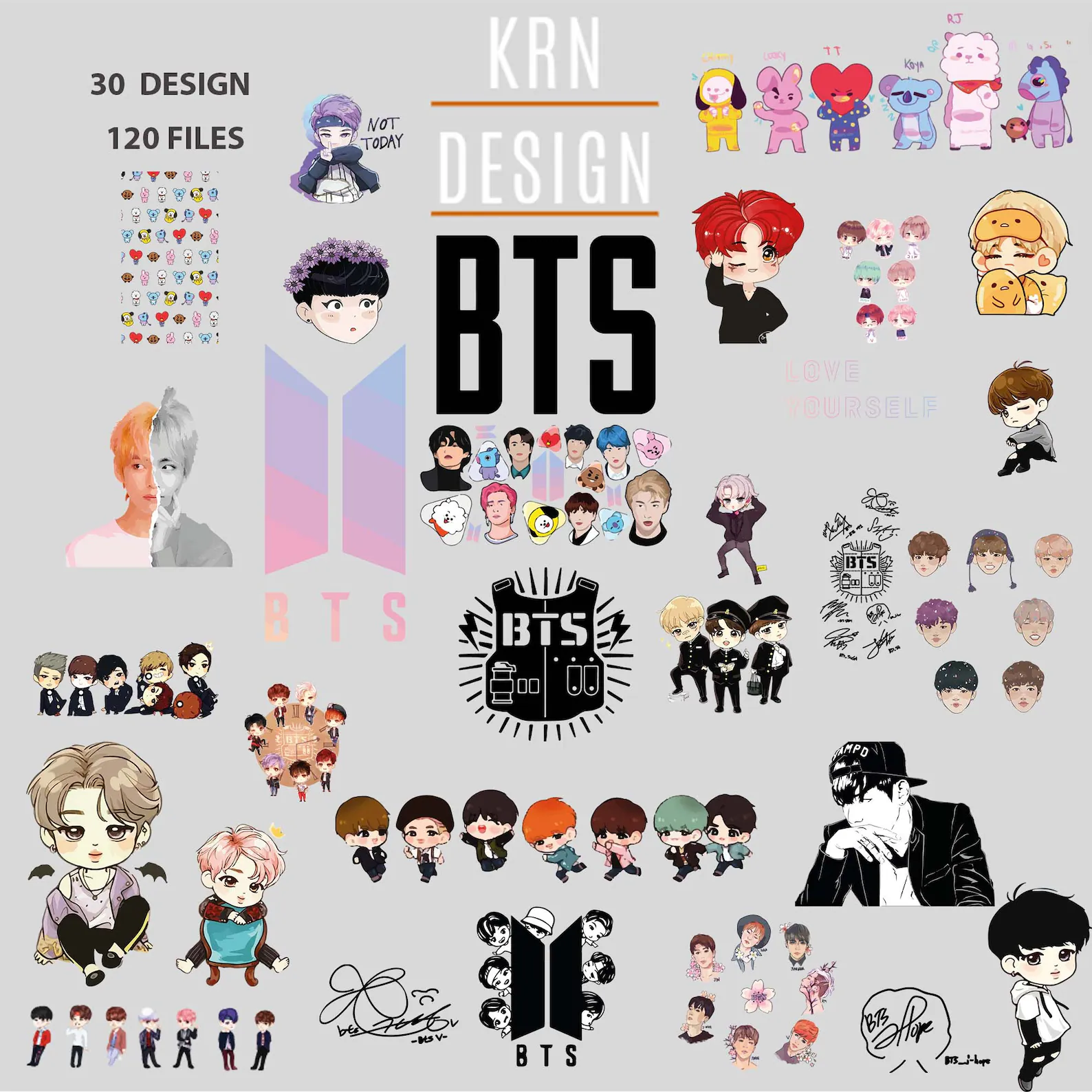 Kit Digital Bts Aquarela em Png