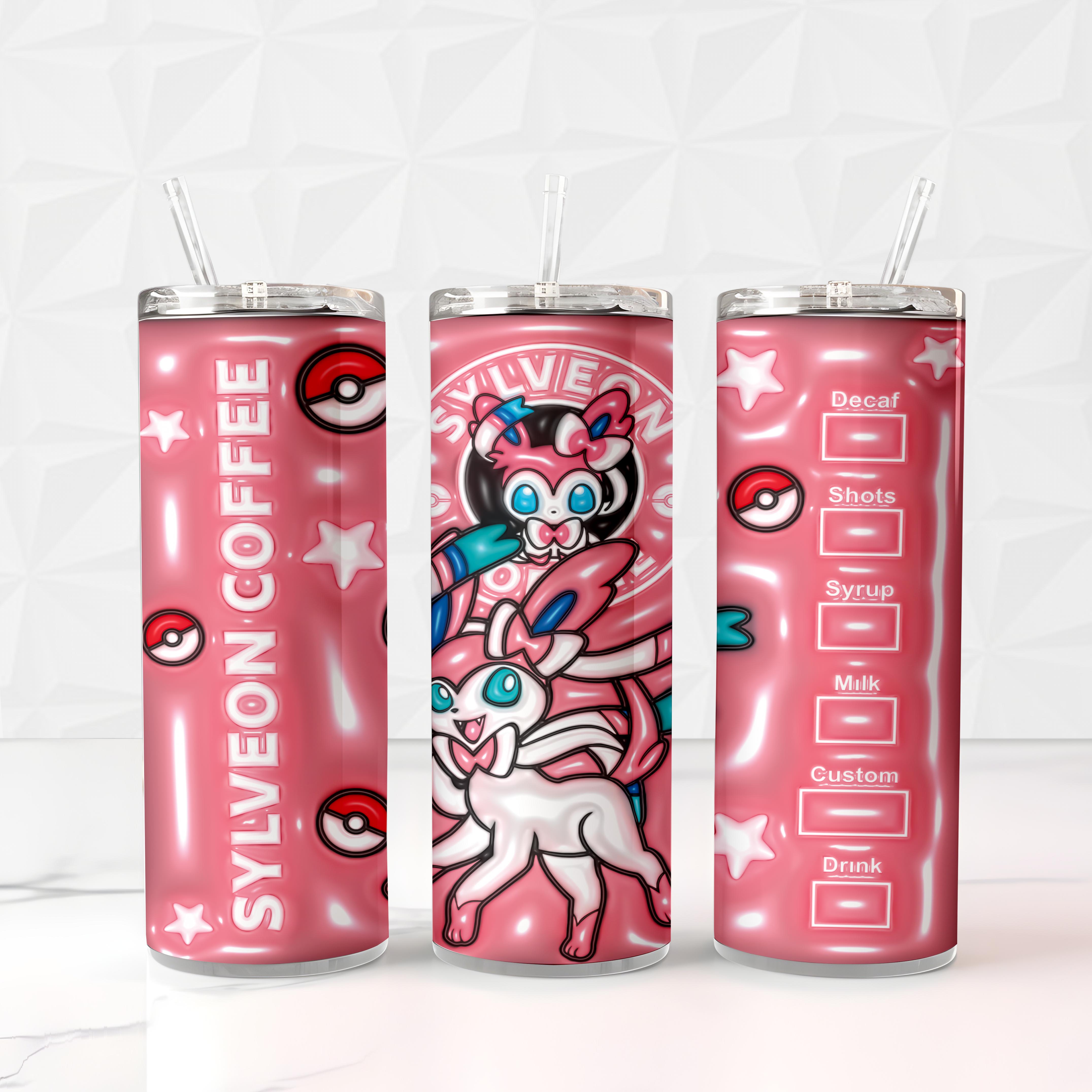 24 Diseños Plantillas Skinny Tumbler Pokemon 3D 20oz Alta Re