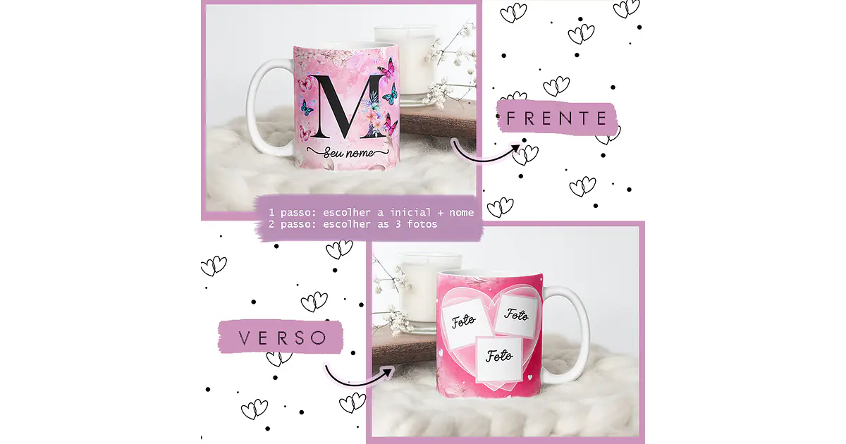 26 Diseños Plantillas Tazas Inicales Rosa Archivos Editables