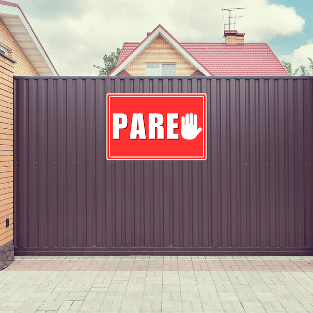 Letrero de Aluminio texto Pare Icono Mano