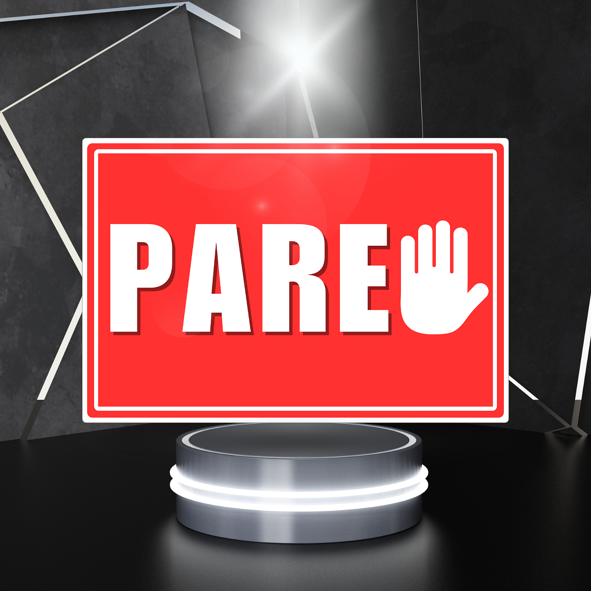 Letrero de Aluminio texto Pare Icono Mano