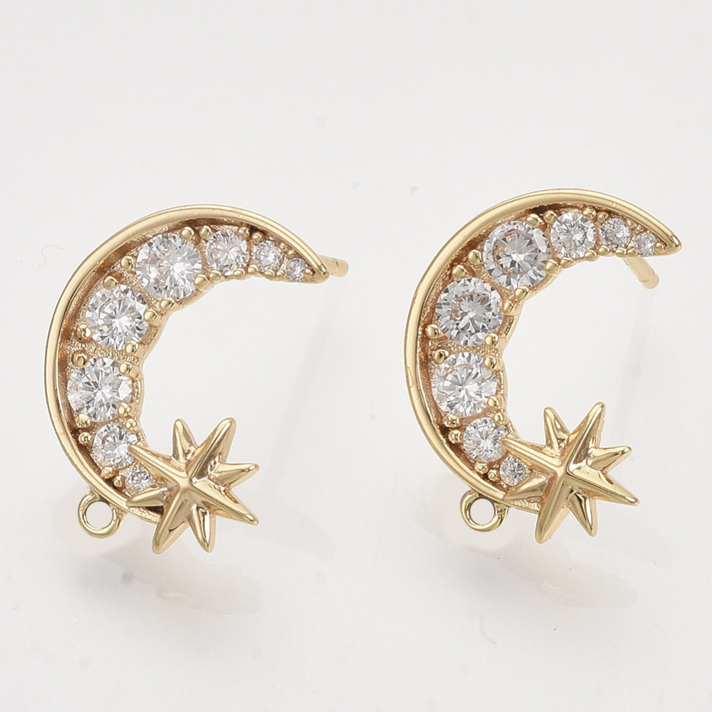 Base de Aro Media Luna con Estrella y Circones | Baño de oro