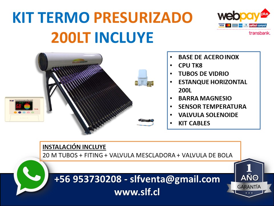Termo Solar Presurizado - Heat Pipe 200 Litros