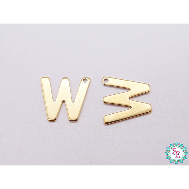 GOLDEN STEEL ALPHABET PENDANT LETTER W 11MM X UND