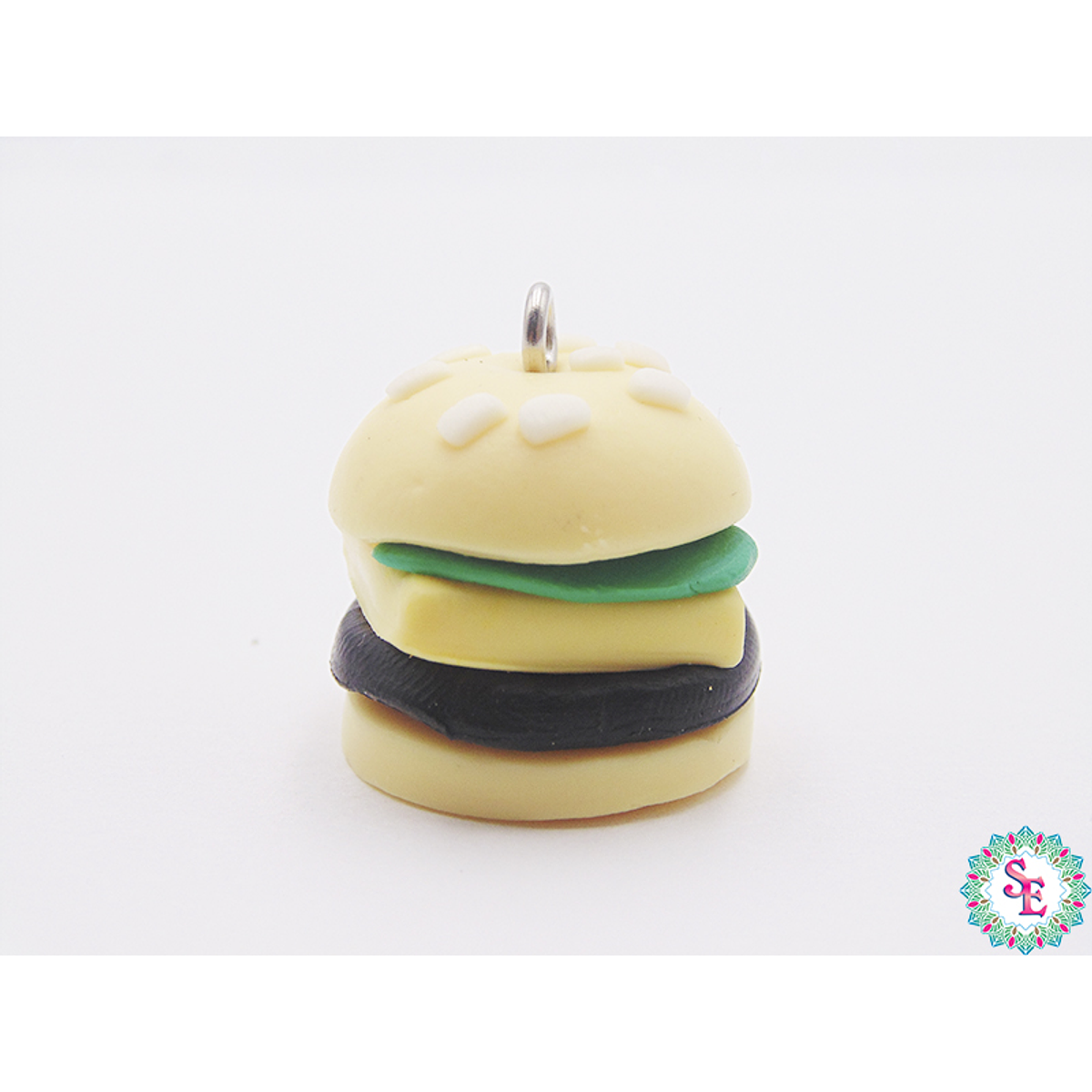 FIMO FIGURE HAMBURGER CHARM 18*17MM X PCS