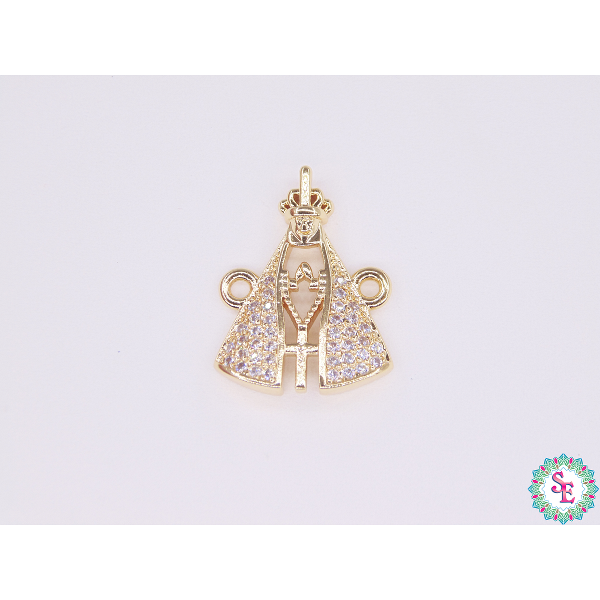 RODIO DORADO VIRGEN DE FATIMA 18*13MM CIRCON BLANCO