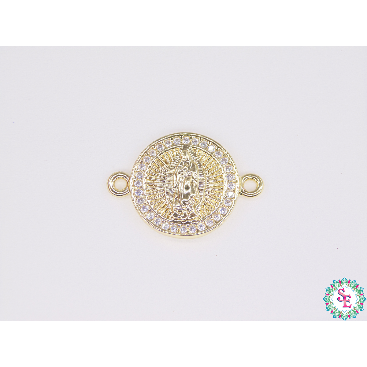 RODIO DORADO VIRGEN GUADALUPE 13MM CIRCON BLANCO