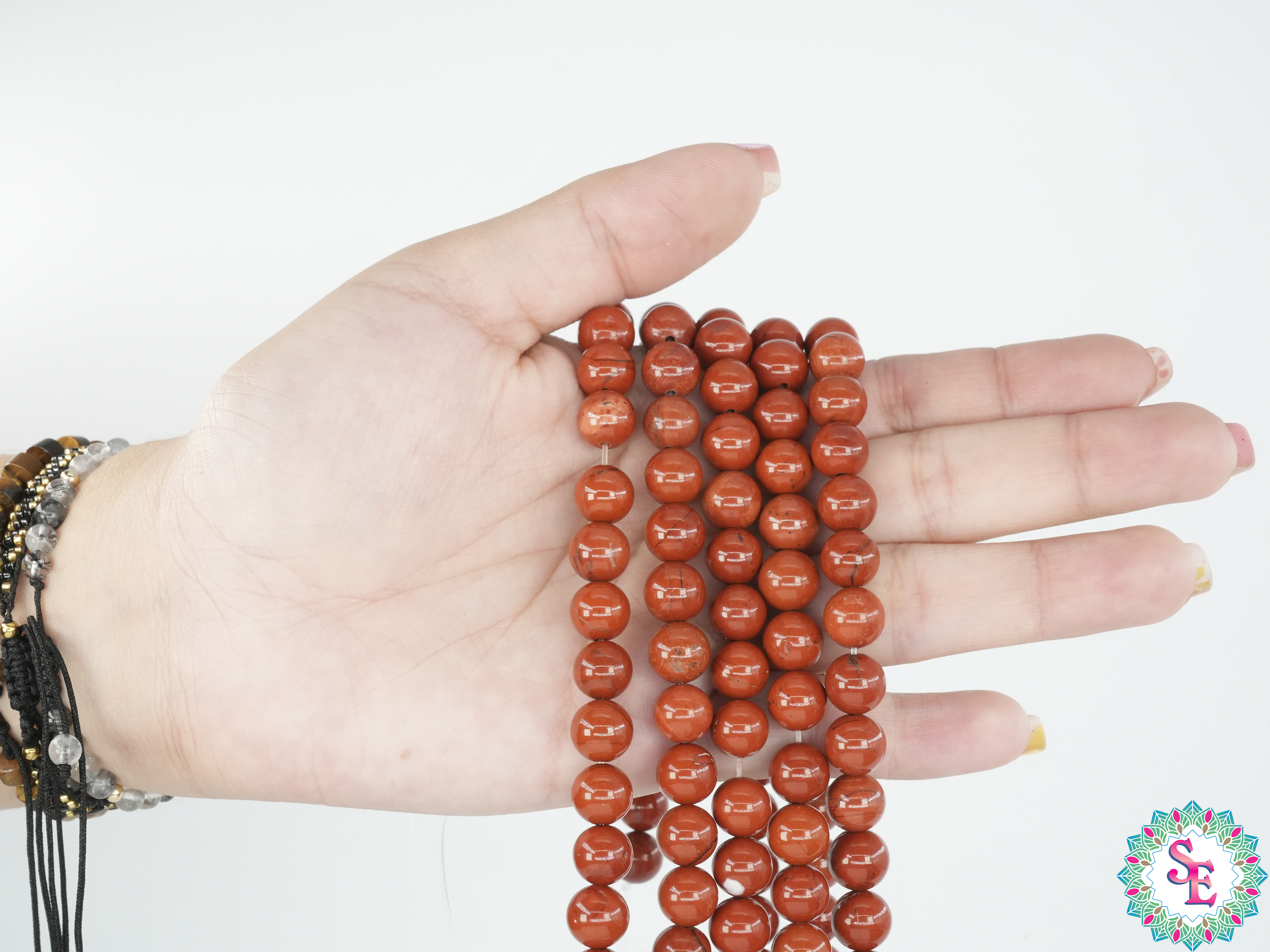 SMOOTH NATURAL STONE # 8MM RED JASPER X 48 UNIT APPROX