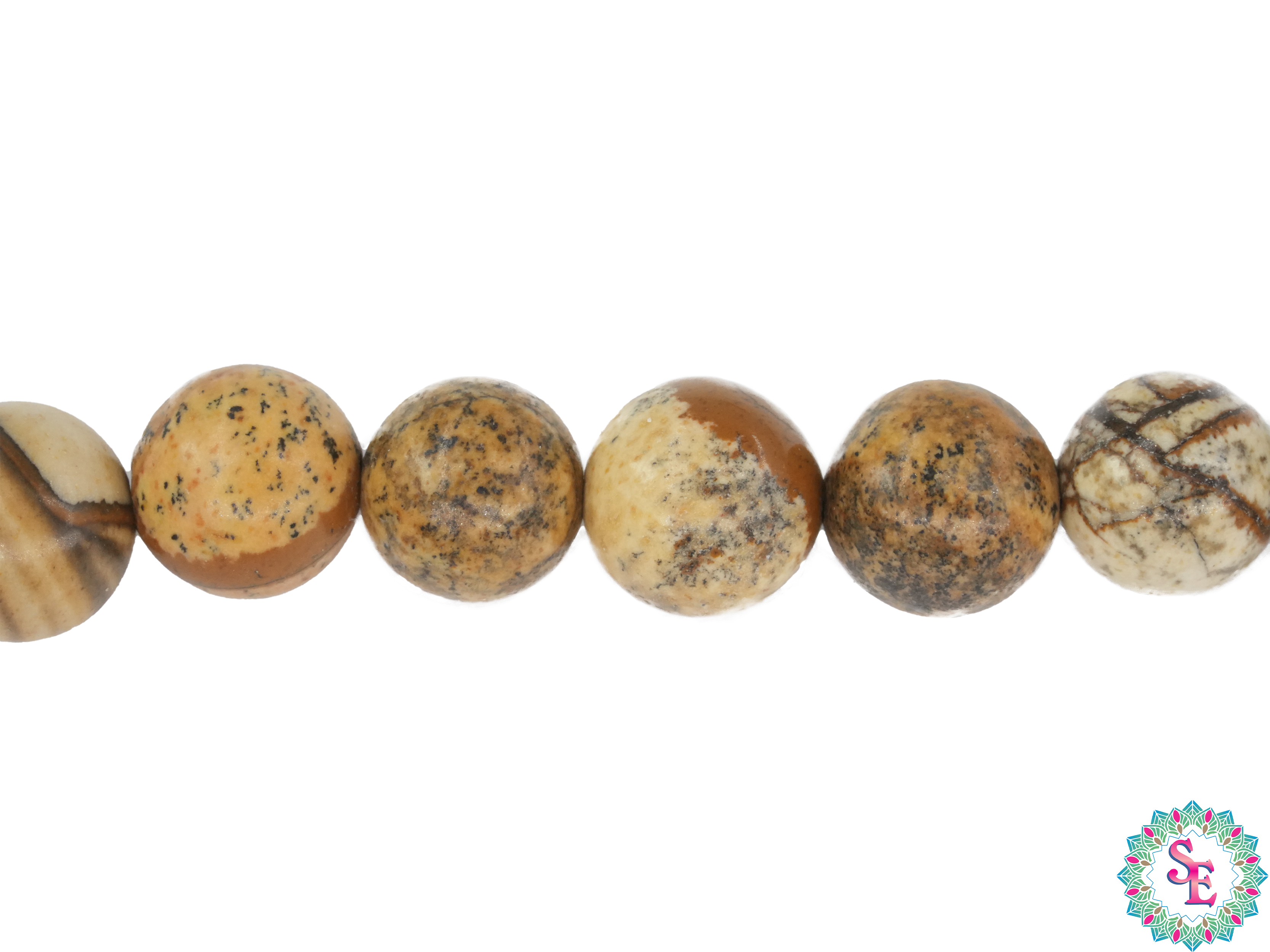 SMOOTH NATURAL STONE # 8MM WOOD JASPER X 48 UNIT APPROX