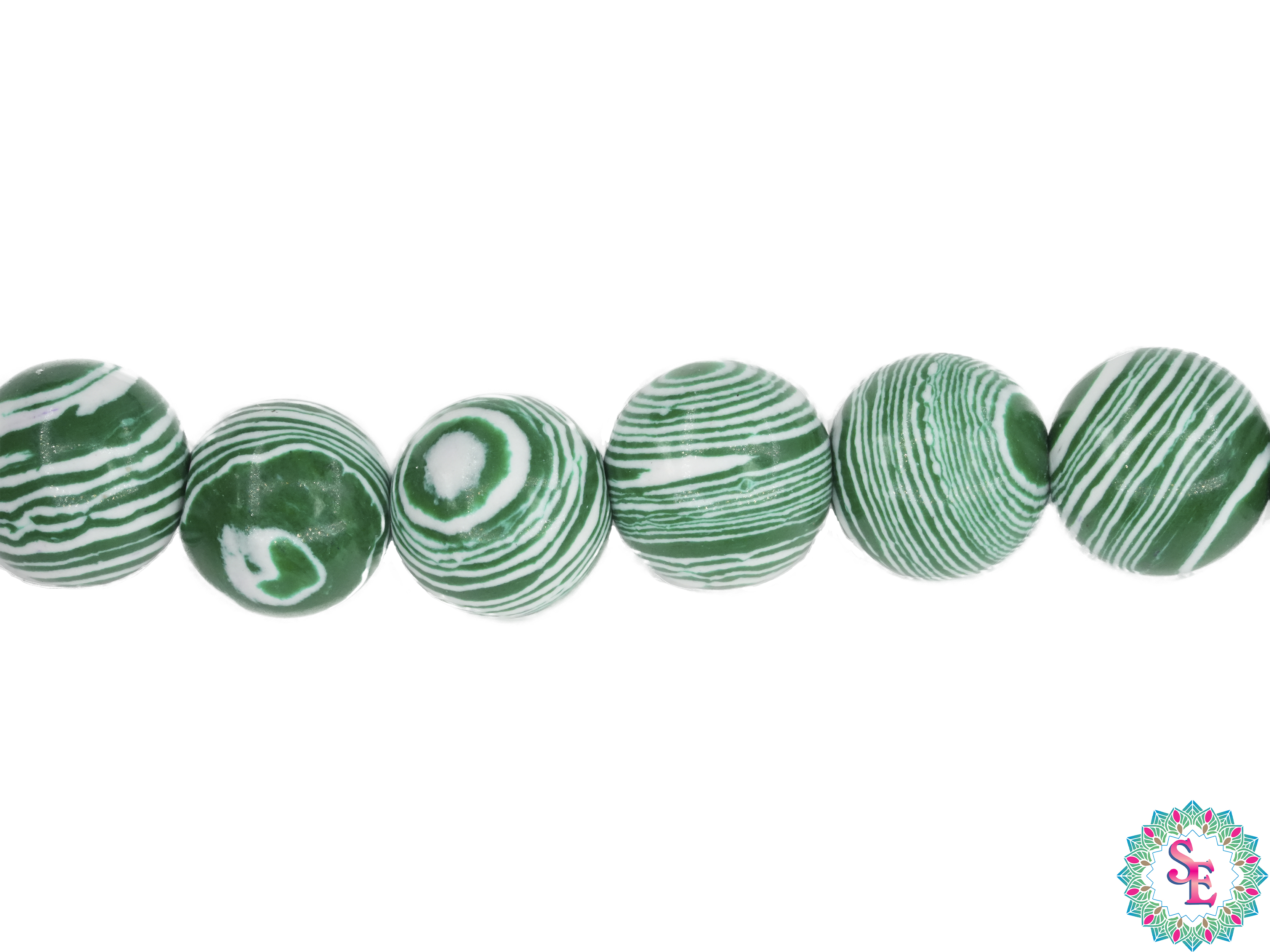 NATURAL SMOOTH STONE # 8MM GREEN MALAKITE X 48 UNIT APPROX