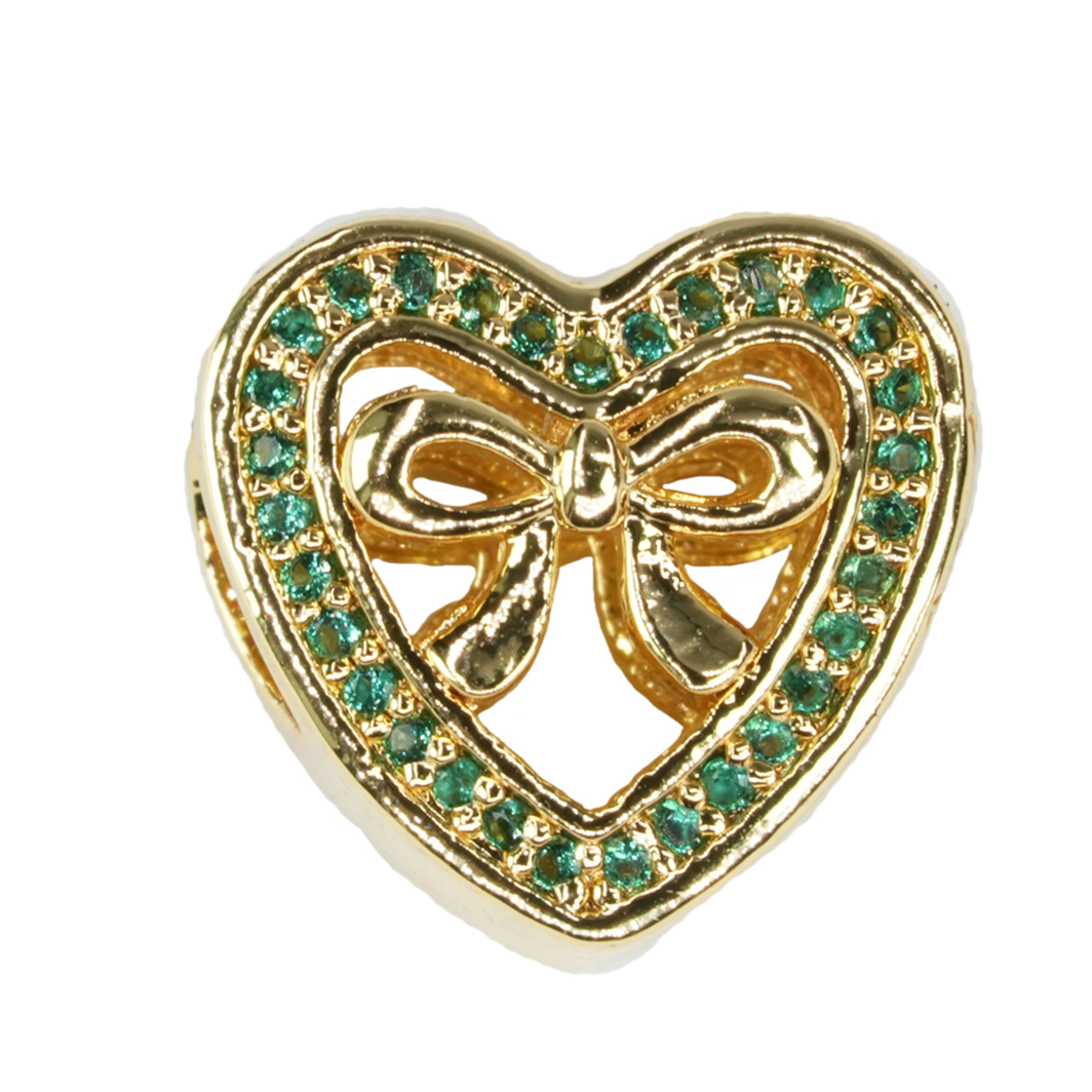 RODIO DORADO CORAZON MOÑO PANDORA CIRCON VERDE 11MM