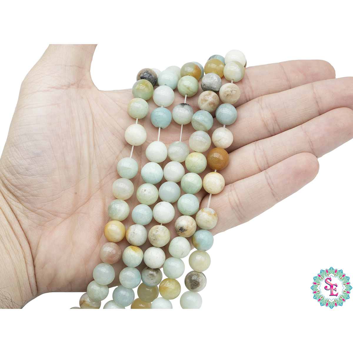 ROUND NATURAL STONE # 10MM AMAZONITE X38 UNIT APPROX