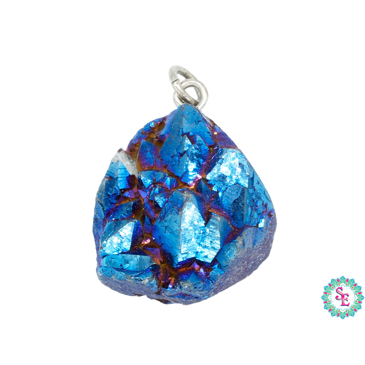 DRUSA DIJE COLOR AZUL REY BRILLANTE ARGOLLA PLATEADO