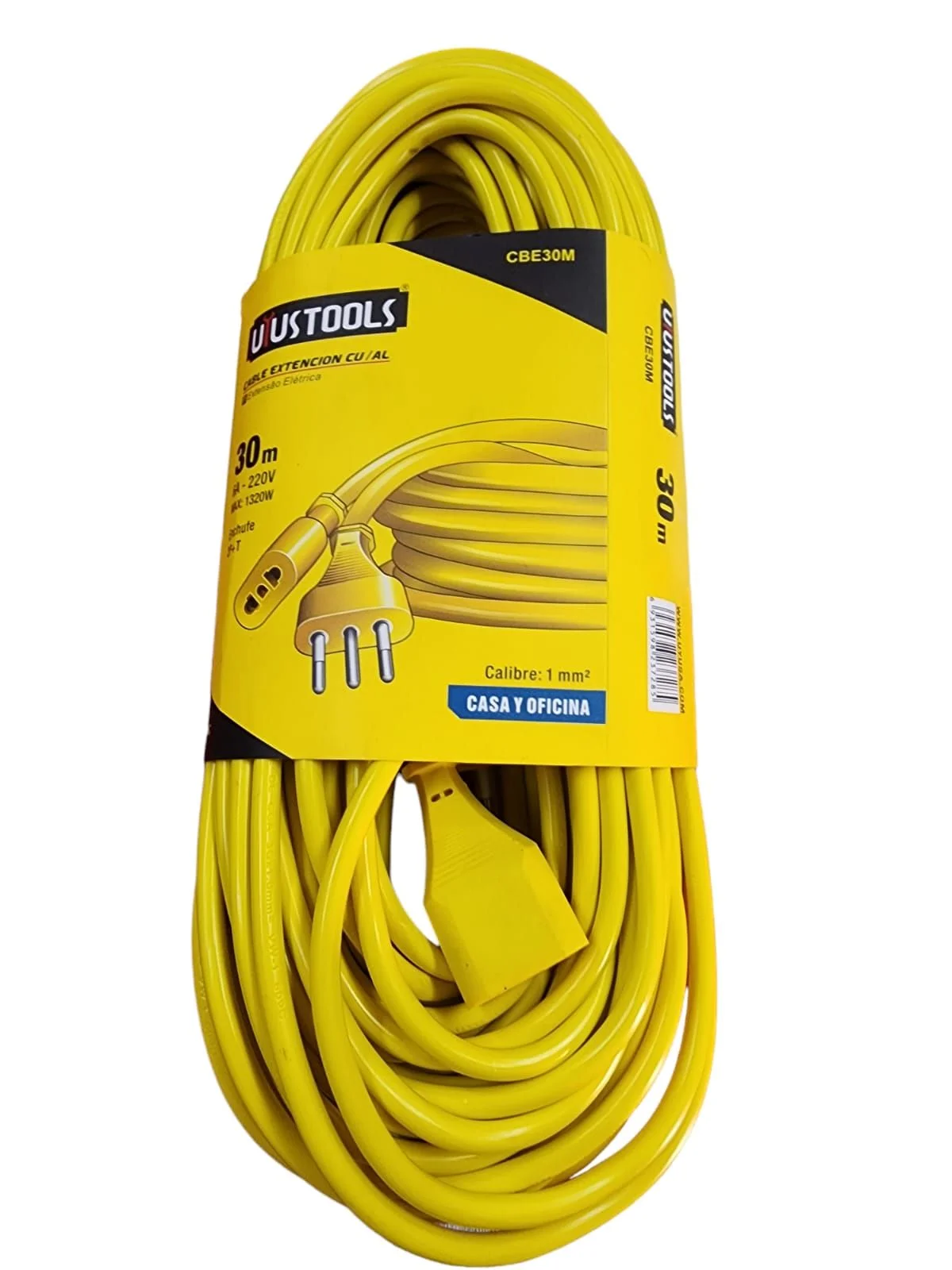 Alargador Extensión Eléctrica Amarillo 30 Mt 220v 6a 1320w