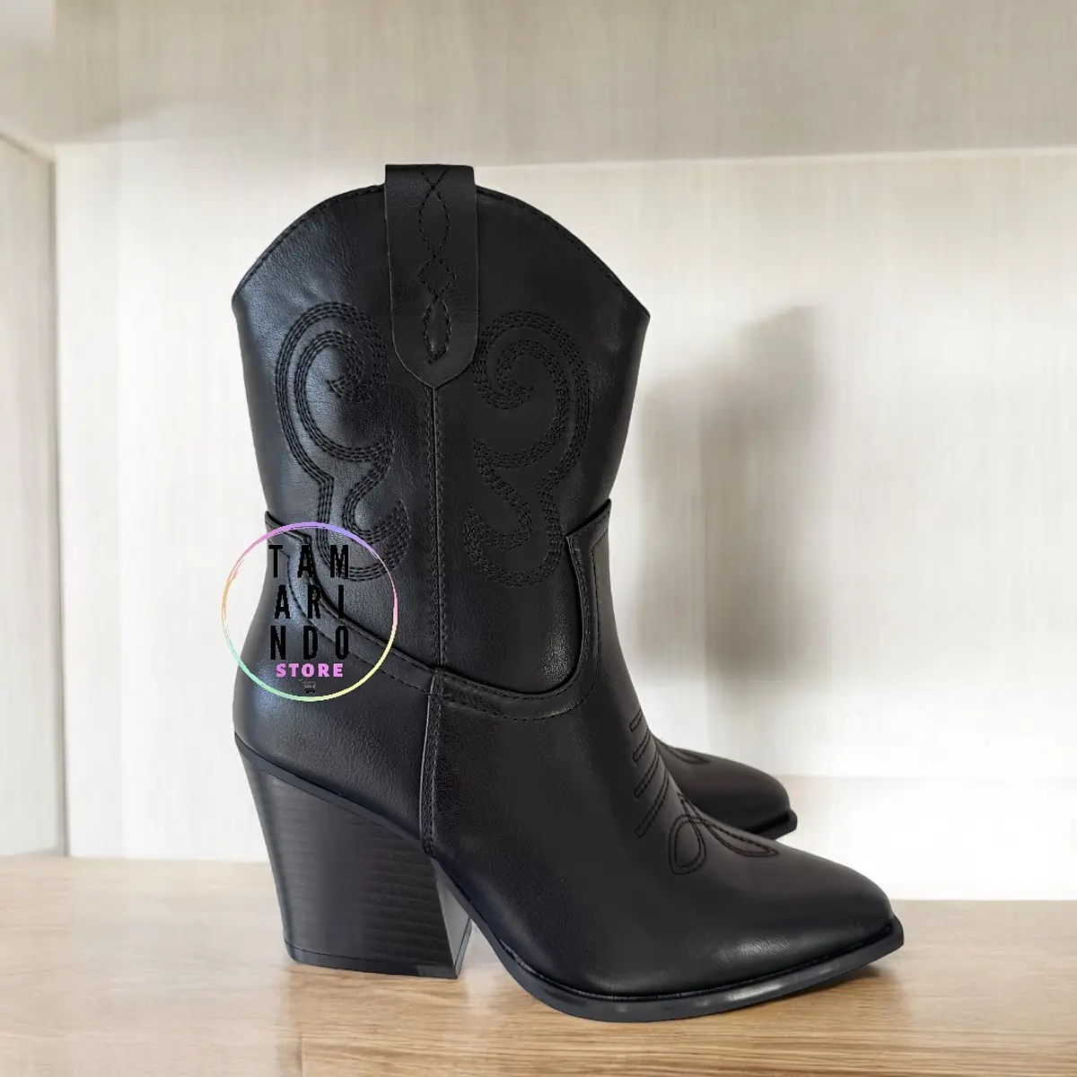 Botas texanas negro eco cuero Y10 | Tamarindo Store