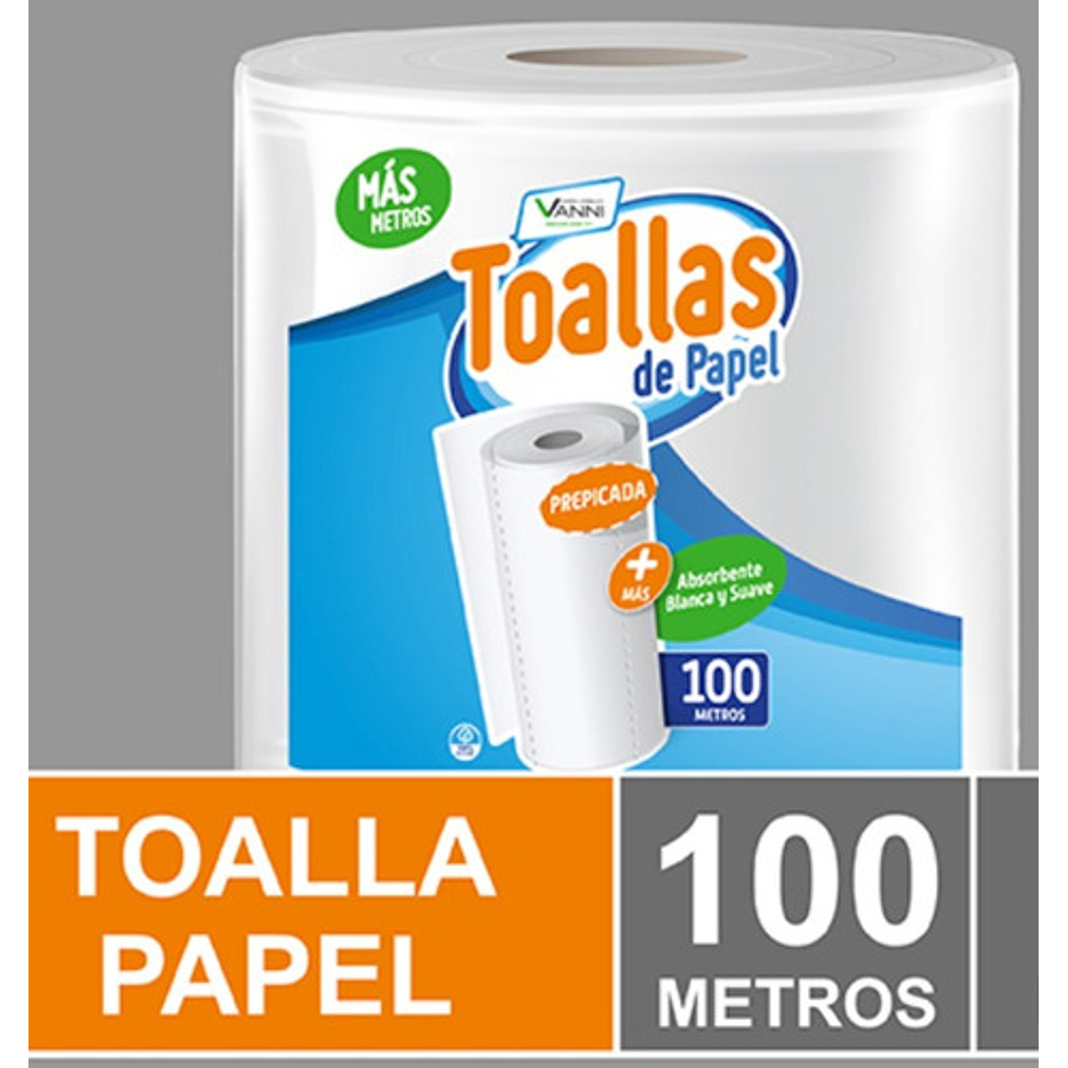 Rollo Papel Toalla Prepicada Absorvente 100m