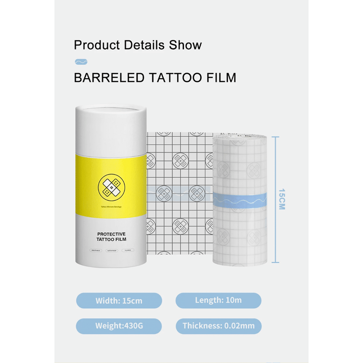 Parche Tatuaje Film Protector 15cm Ancho X 10m De Largo