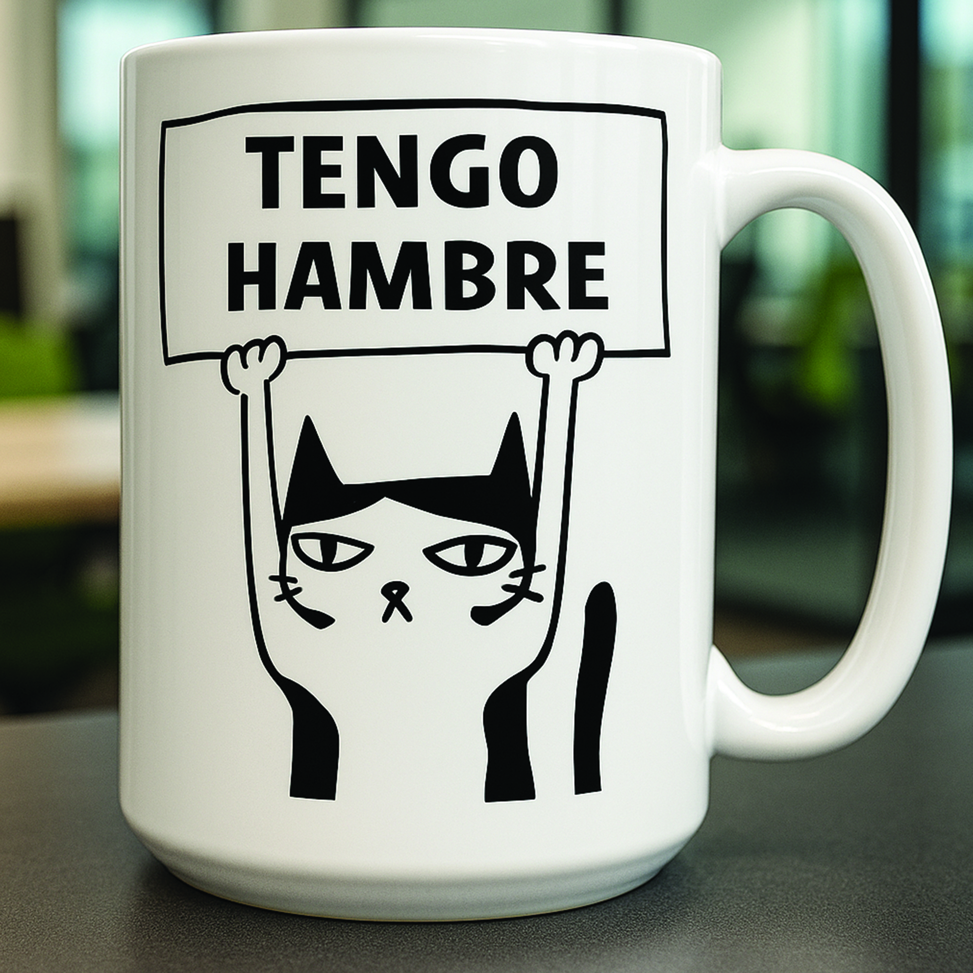 Tazón Tengo Hambre Gato Meme – 11oz / 15oz | Tazas con Fra