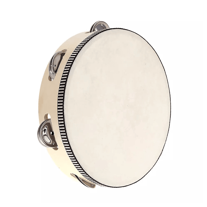 Pandero Madera Con Parche 8 Sonajas Metal