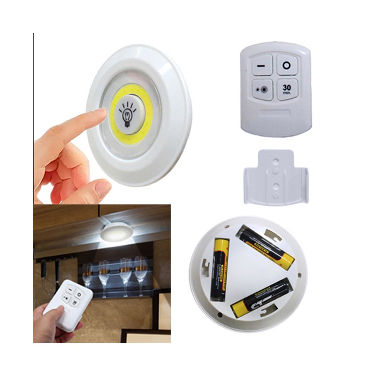 Set 3 Luz Led Portátil Control Remoto Timer Dimer