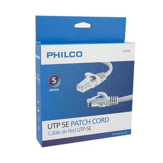 Cable de Red 5 Metros Upt Cat 5e Philco